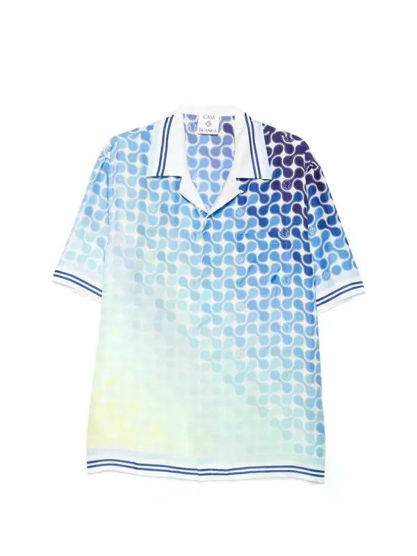 Casablanca Tennis Tile Cuban Patterned Shirt - Blue