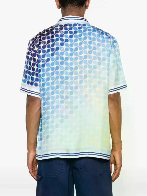Casablanca Tennis Tile Cuban Patterned Shirt - Blue