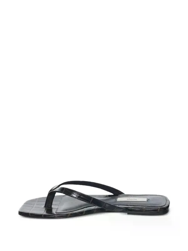 TOTEME Crocodile-effect Leather Flat Sandals - Brown