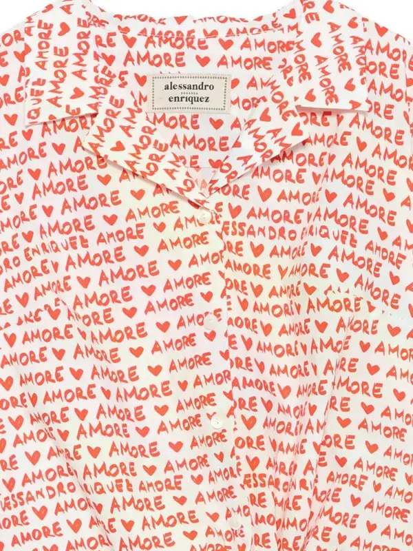 ALESSANDRO ENRIQUEZ Amore-patterned Shirt - White