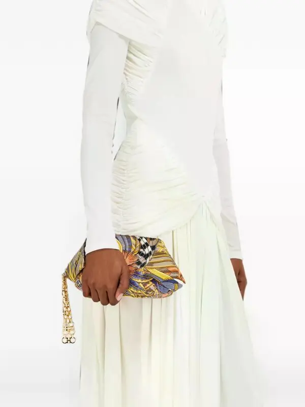 FERRAGAMO Gancini Chain Folded Clutch - Yellow