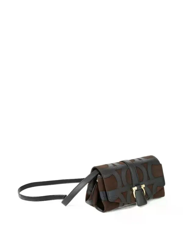 FERRAGAMO Mia Suede Crossbody Bag With Gancini Clasp