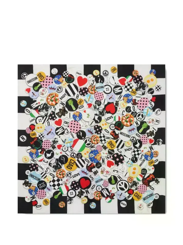 Moschino Checkerboard-print Silk Scarf - Black