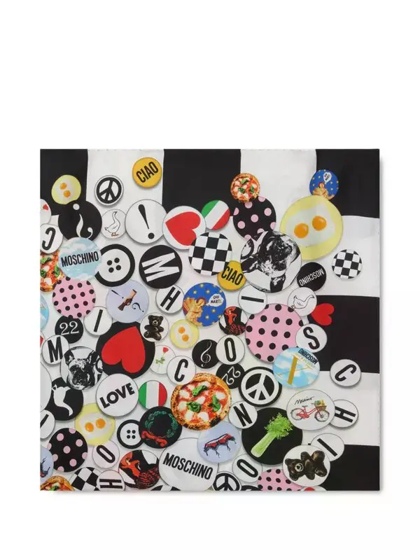 Moschino Checkerboard-print Silk Scarf