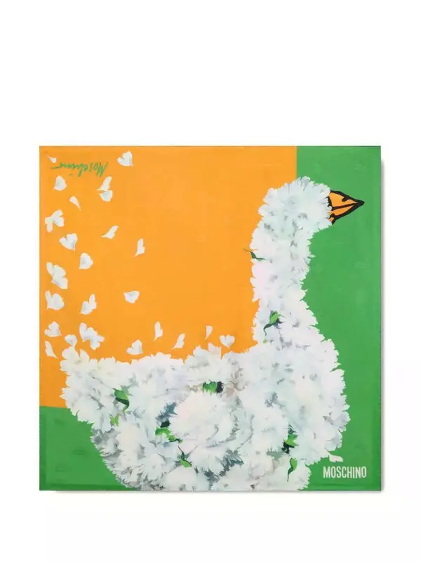 Moschino Floral Silk Scarf - White