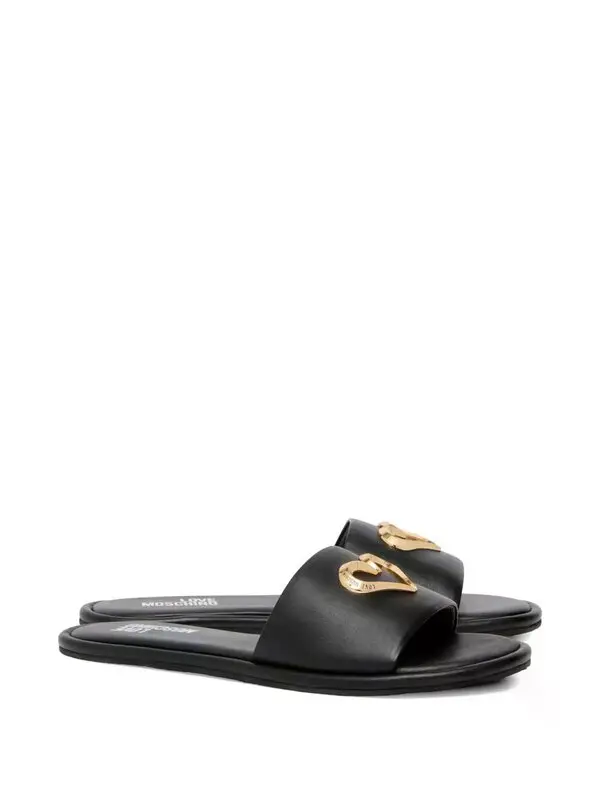 Moschino Heart Detail Slides - Black