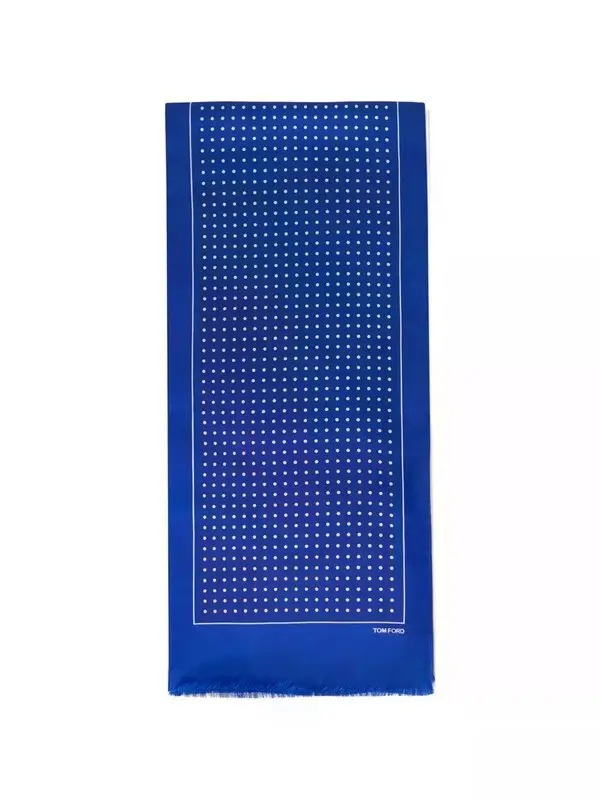 TOM FORD Dotted Fringed Scarf - Blue