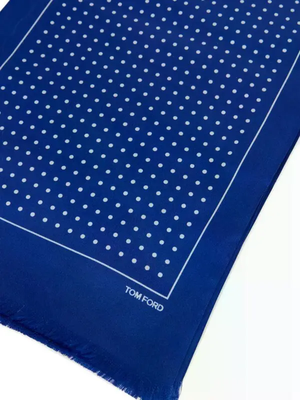TOM FORD Dotted Fringed Scarf - Blue