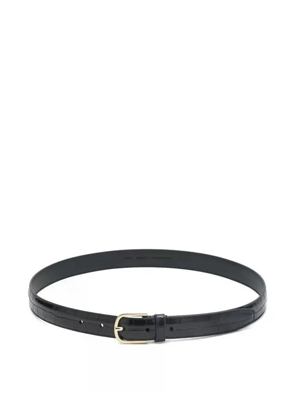 TOTEME Slim Crocodile-embossed Belt - Black