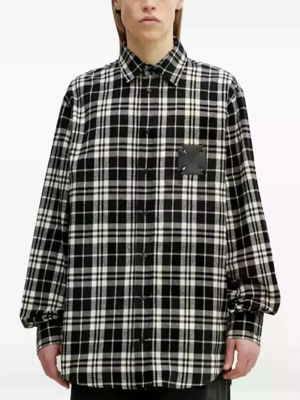 Vetements Checked-pattern Flannel Shirt With Leather Patch