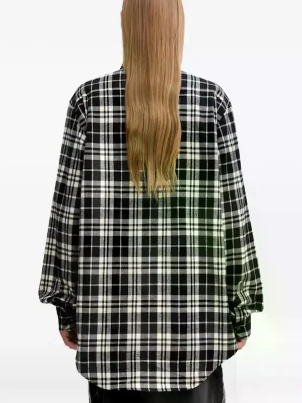 Vetements Checked-pattern Flannel Shirt With Leather Patch