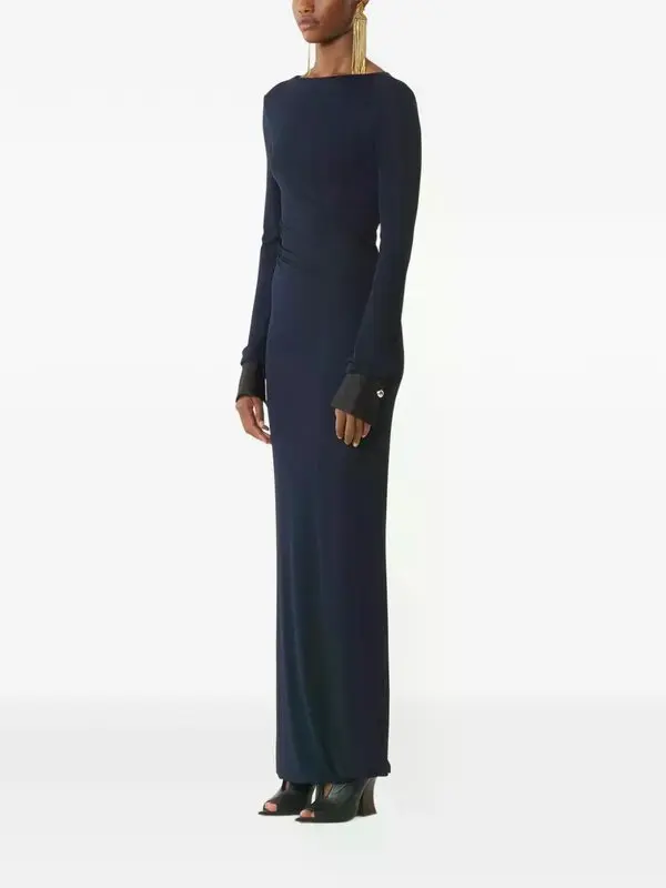 LANVIN Long-sleeve Maxi Dress With Button Cuffs - Blue
