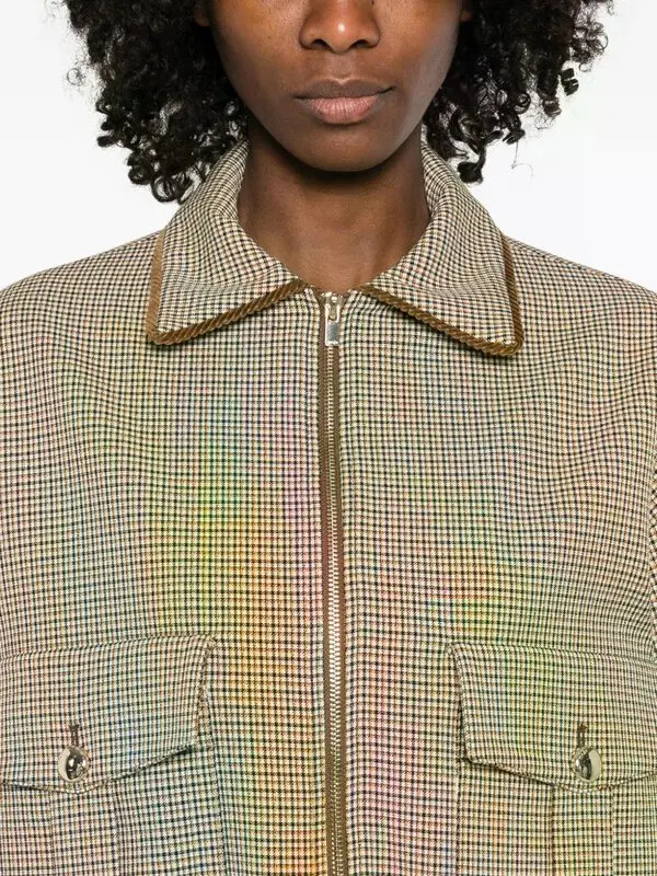 Maje Checked Pockets Bomber Jacket - Brown