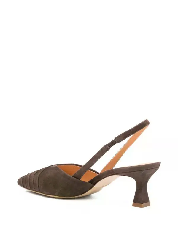 JULIE DEE Pleated Slingback Heeled Pumps - Brown