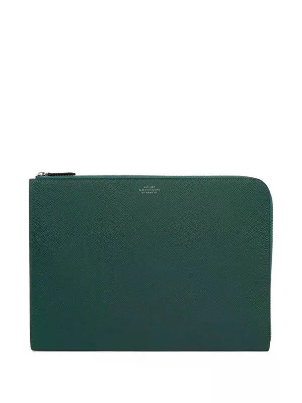 Smythson Small Panama Zip Laptop Bag - Green