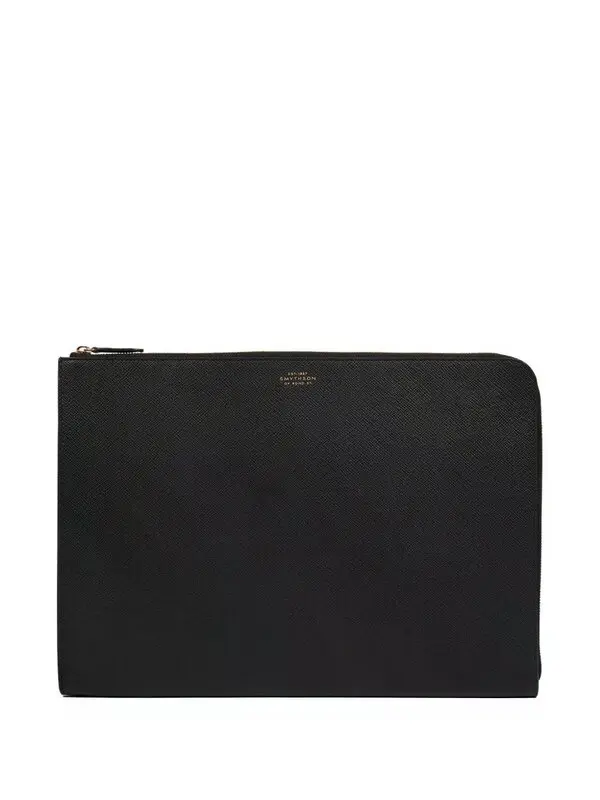 Smythson Large Panama Zip Laptop Bag - Black