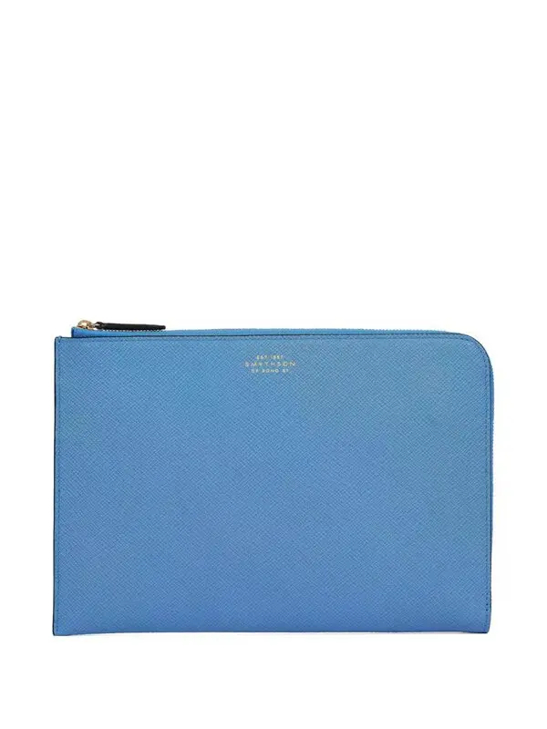 Smythson Slim Leather Pouch - Blue