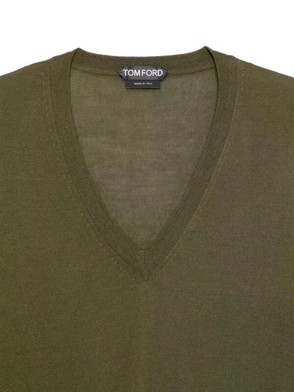 TOM FORD V-neck Cashmere Sweater - Green