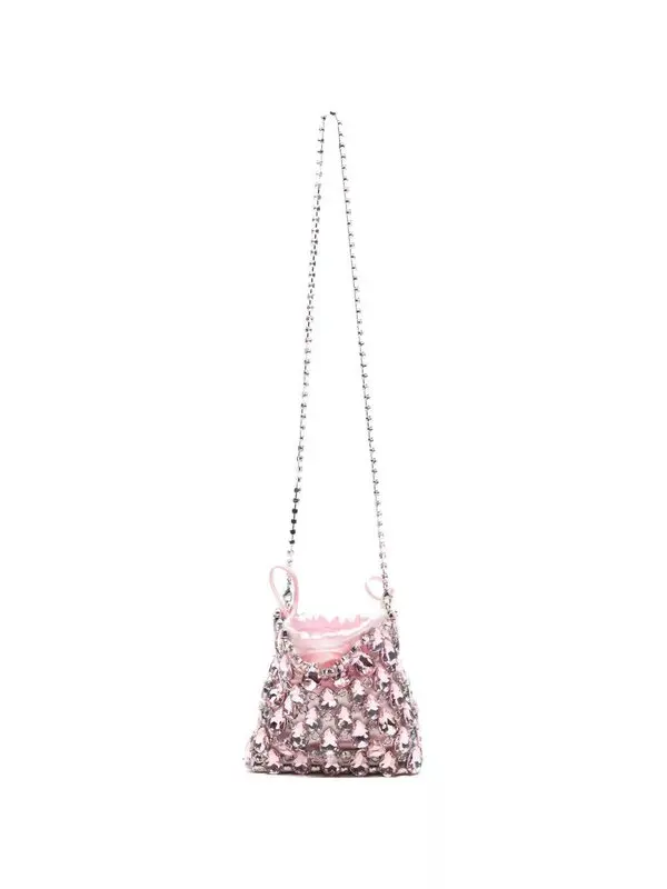 SELF-PORTRAIT Mini Crystal-embellished Shoulder Bag - Pink