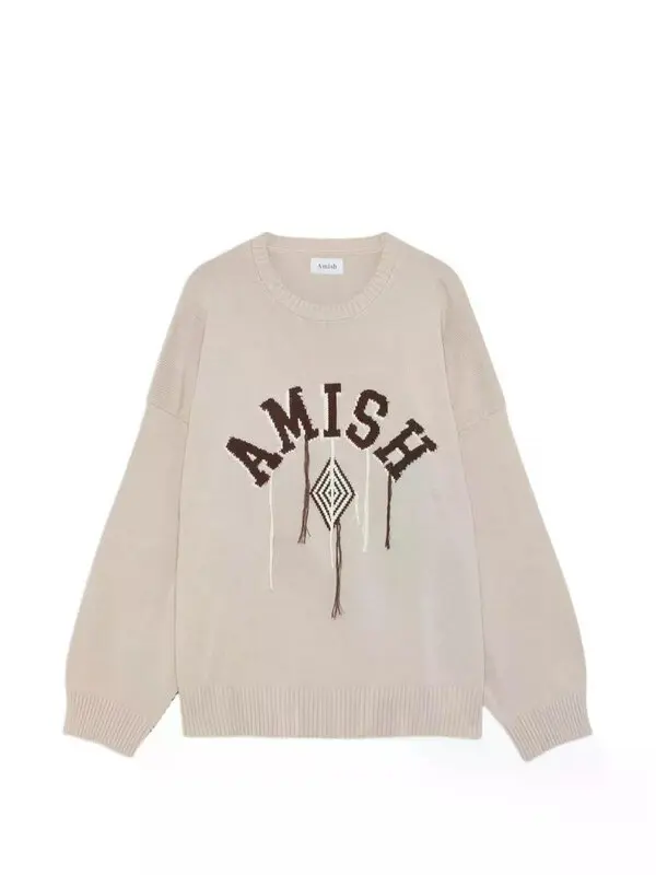 AMISH SUPPLIES Fray Graphic Print Crew-neck Sweater