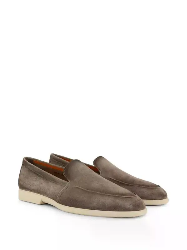 Santoni Panelled Loafers - Brown