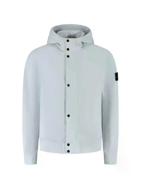 Stone Island Hooded Zip-up Jacket With Ribbed Trims