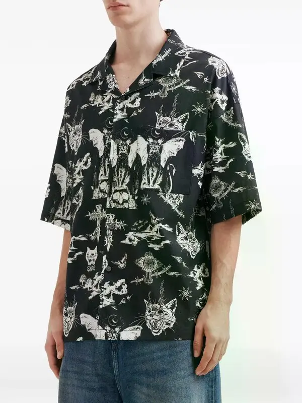 FIVE CM Buttoned Graphic Print Shirt