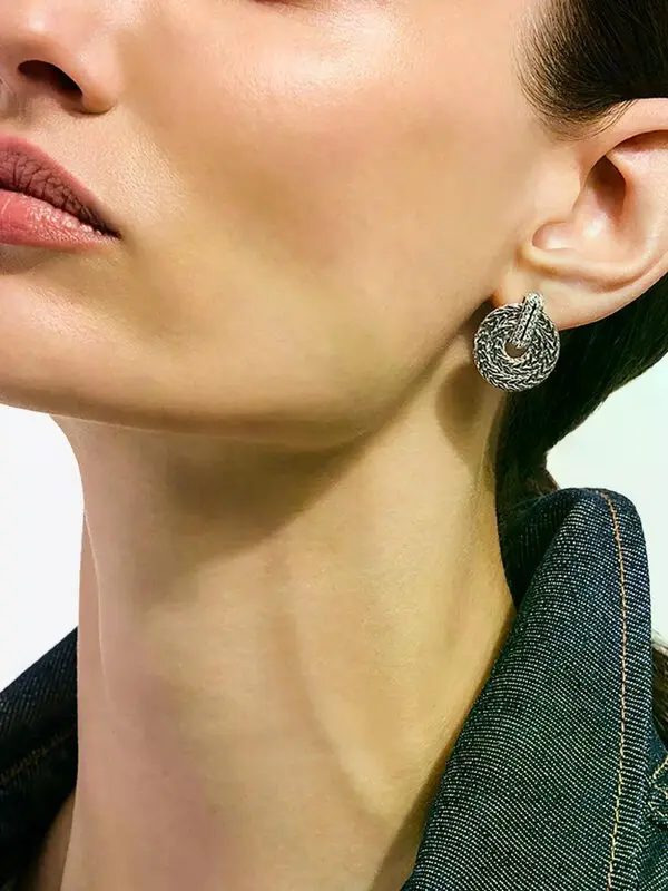 John Hardy Icon Link Diamond Earrings - Silver