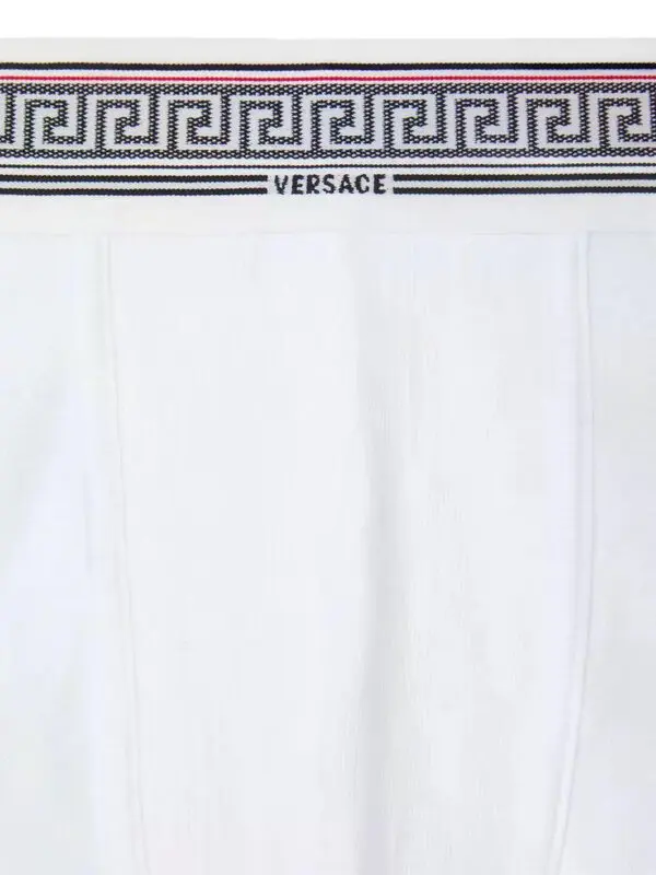 Versace Ribbed Cotton-jersey Trunks - White