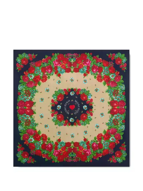 Moschino Floral Silk Scarf - Neutrals