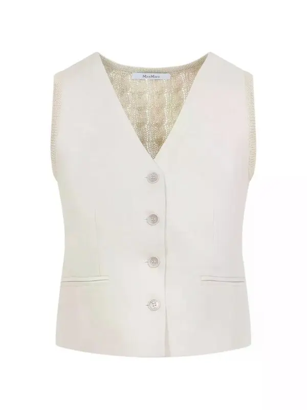Max Mara Sleeveless V-neck Buttoned Vest With Knitted Back Panel - Neutrals