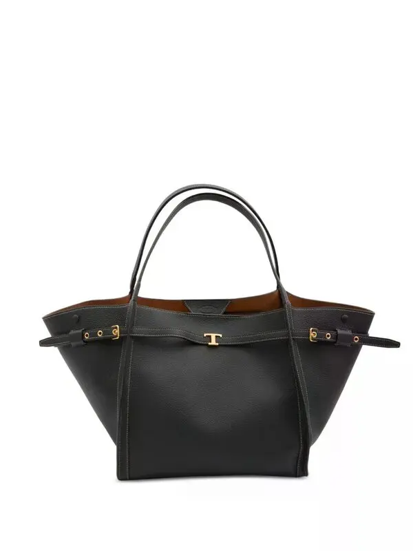 TOD'S Hammered Leather Tote Bag - Black