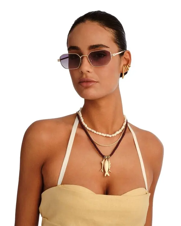 Le Specs Mythic Square Sunglasses - Gold/blue