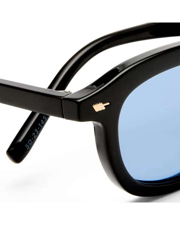 Le Specs Heart Throb Round Sunglasses - Black/blue