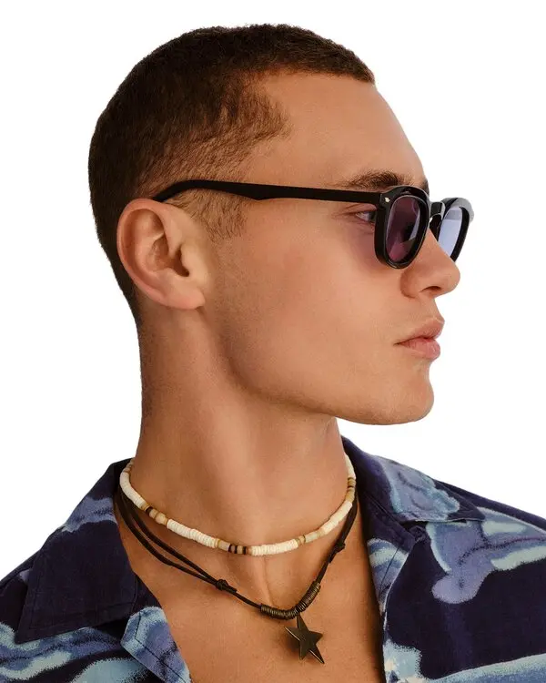 Le Specs Heart Throb Round Sunglasses - Black/blue
