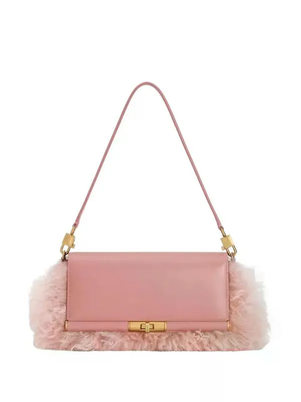 Dolce & Gabbana Marlene Shearling And Palmellato Calfskin Shoulder Bag - Pink