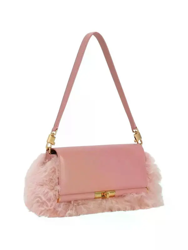 Dolce & Gabbana Marlene Shearling And Palmellato Calfskin Shoulder Bag - Pink