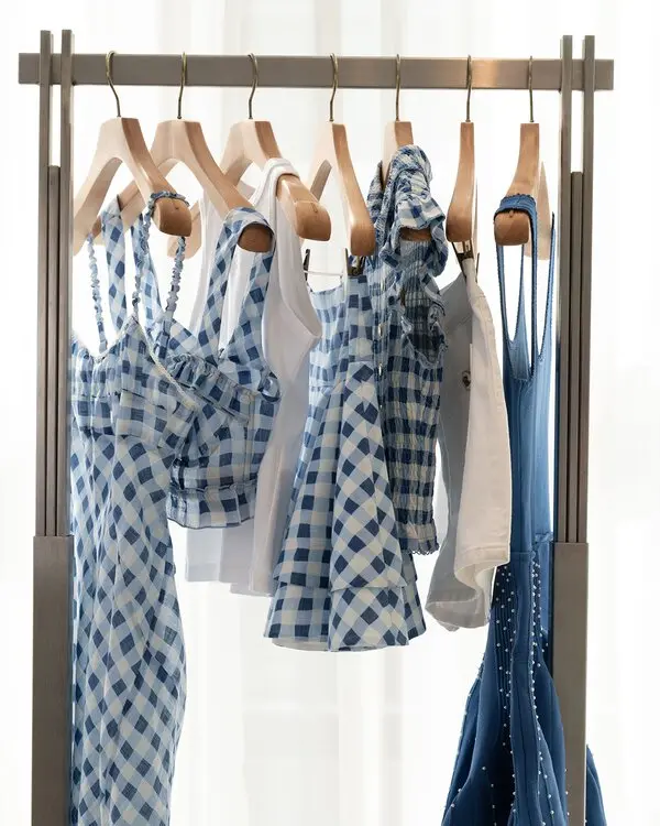 Sandro Gingham Linen Blend Crop Top - Blue / White