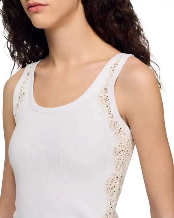 Sandro Isia Lace Vest Top 100% Cotton - White