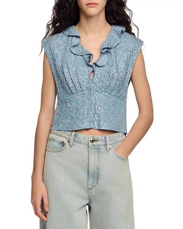 Sandro Iseo Sequin Crop Top