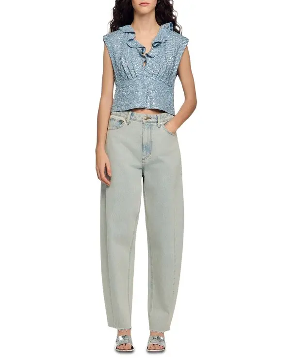Sandro Iseo Sequin Crop Top