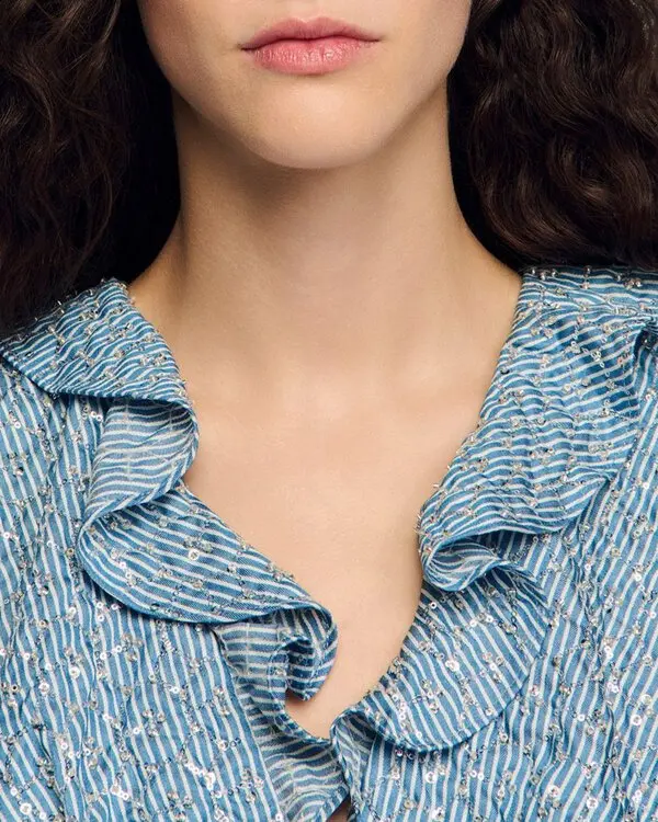Sandro Iseo Sequin Crop Top