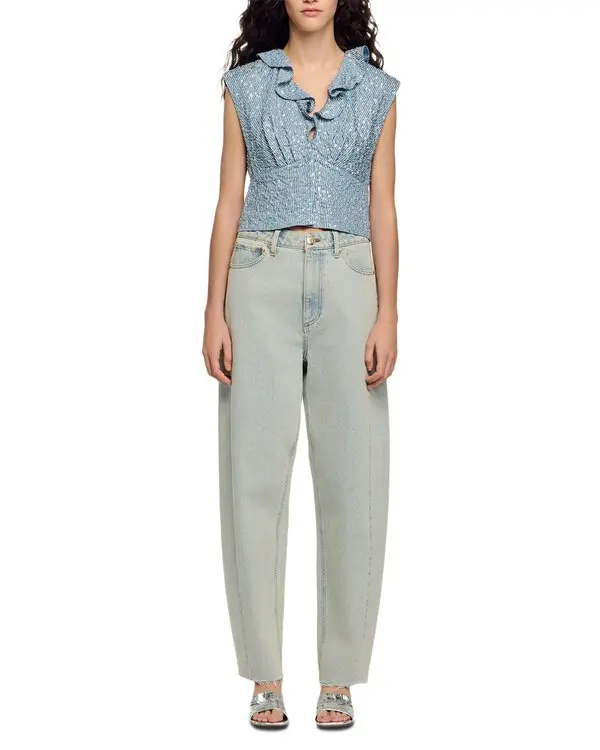 Sandro Iseo Sequin Crop Top