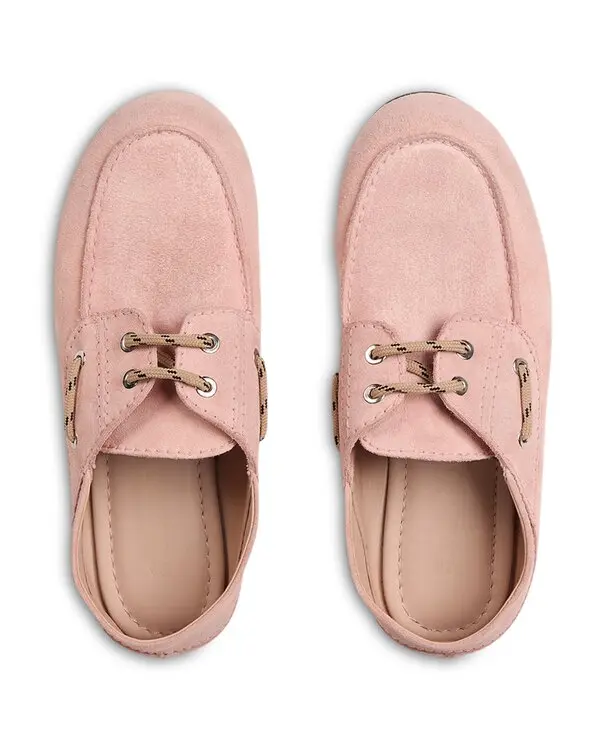 Sandro Suede Boat Shoe Loafers - Pink