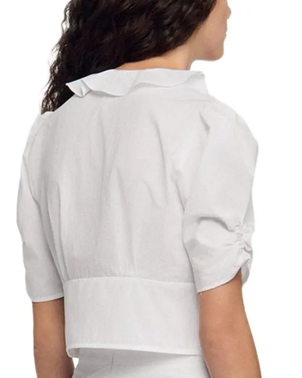 Sandro Aleo Ruffle Tie Front Top - White