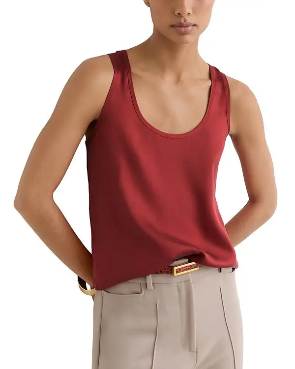 REISS Ruby Mixed Media Cami Top - Rose Red