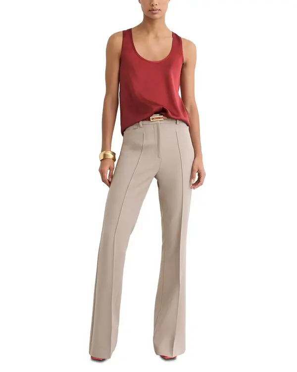 REISS Ruby Mixed Media Cami Top - Rose Red