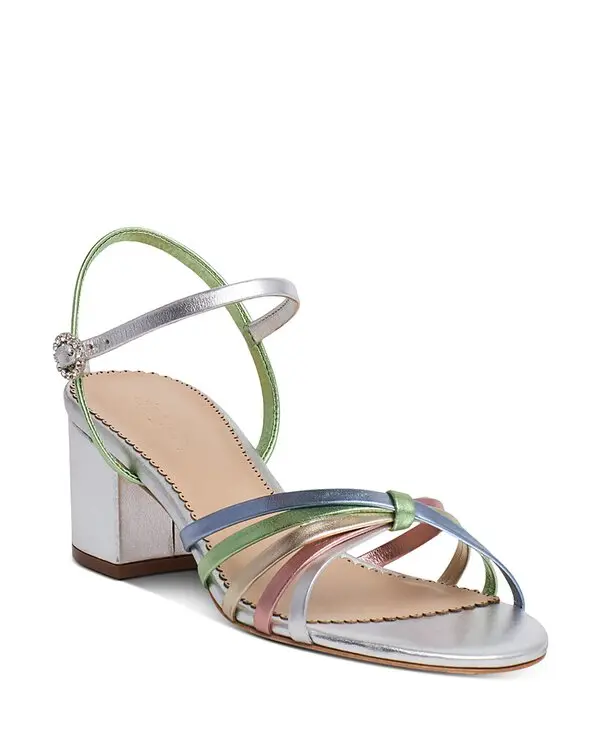 Cinq À Sept Nicole Strappy Metallic Block Heel Sandals