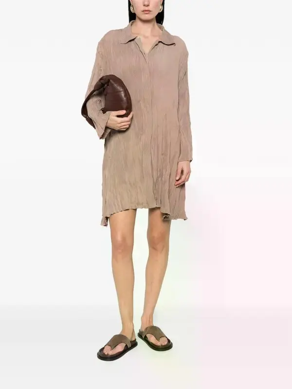 GONGDID DESIGN Pleated Mini Shirtdress