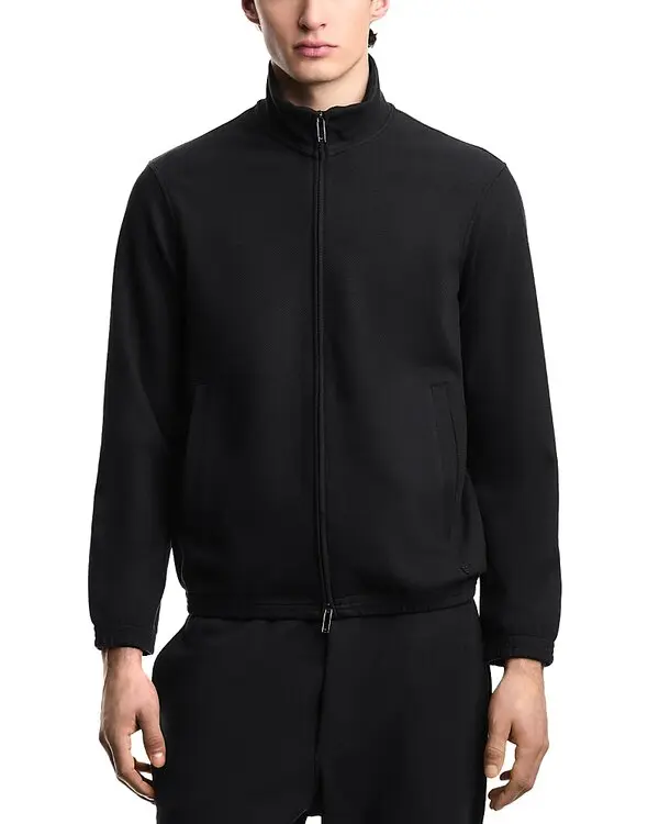 Emporio Armani Chevron Motif Interlock Zip-up Sweatshirt